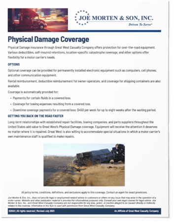 Physical Damage Coverage Guide | Joe Morten & Son, Inc.